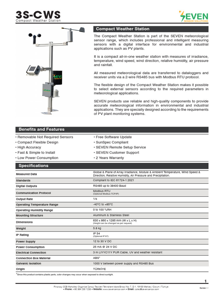 Compact Weather Station Overview | PDF | Sensor | Humidity