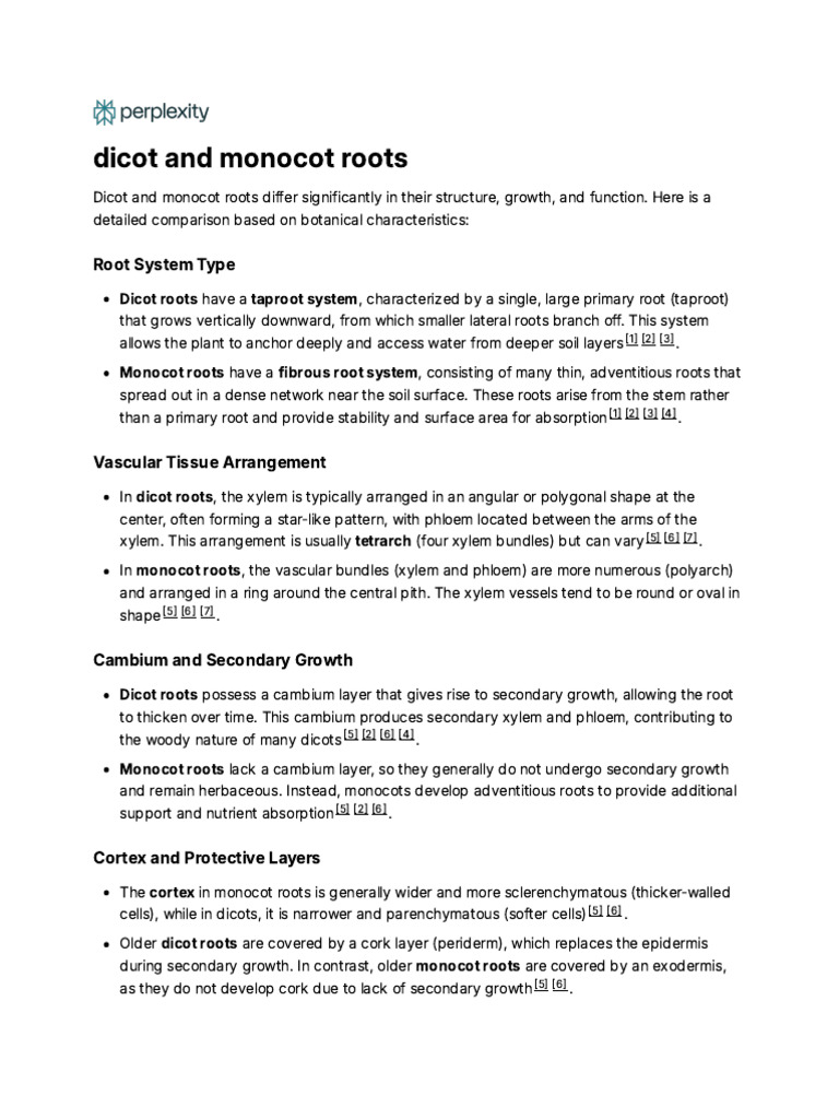 Dicot and Monocot Roots | PDF | Root | Organisms