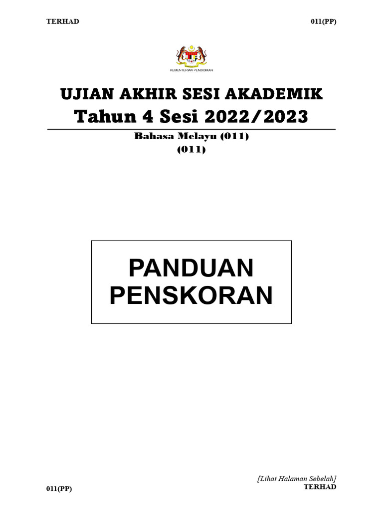 【FREE】UASA BM - Y4 - SET 1 - ANSWER PAPER | PDF