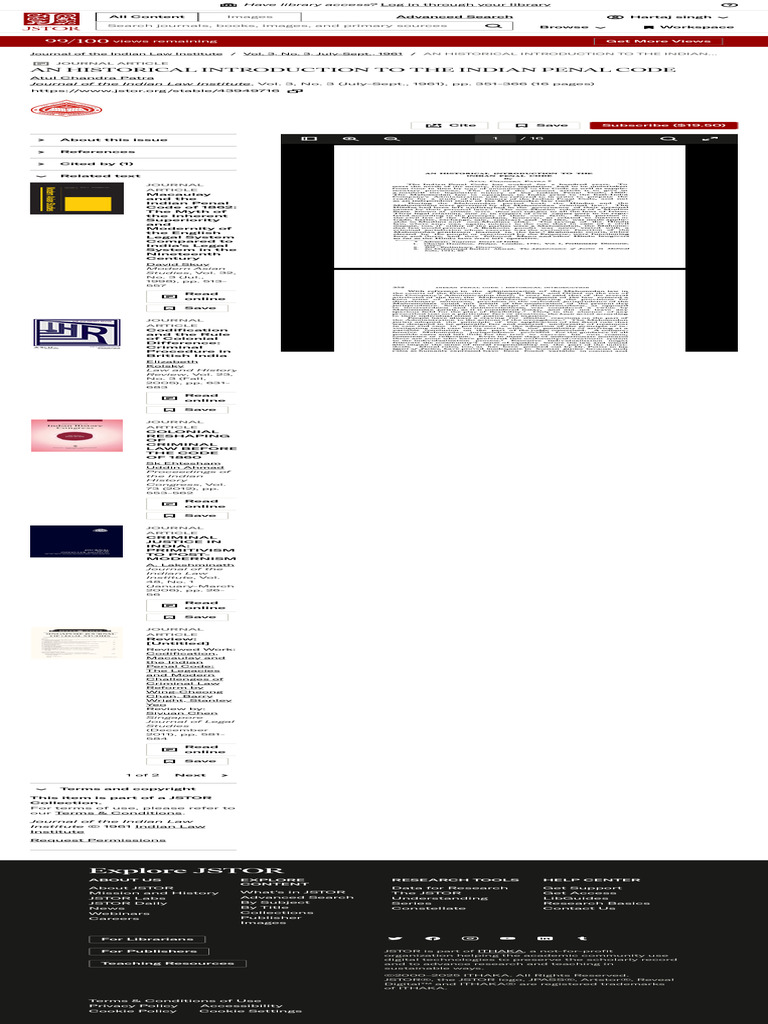 An Historical Introduction To The Indian Penal Code On Jstor | PDF | Justice | Crime & Violence