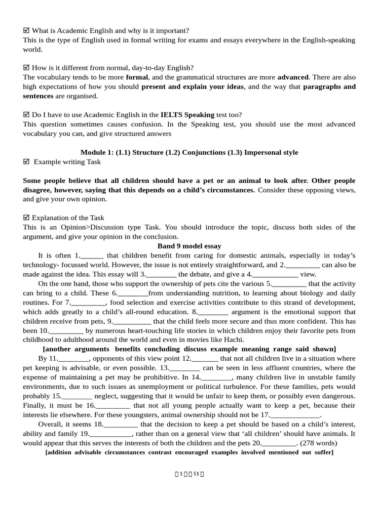 IELTS Writing Task 2 Templates Sample Essay and Exercise | PDF ...