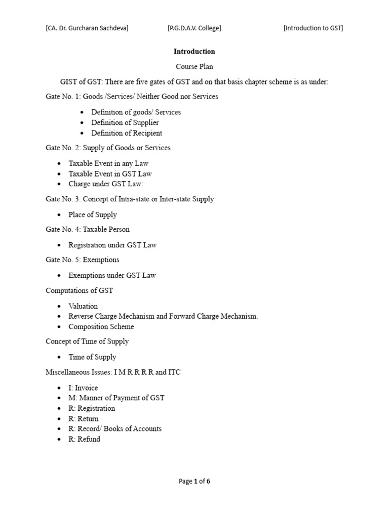 Chapter 1 - Introduction - GST - Part1 | PDF | Taxes | Value Added Tax