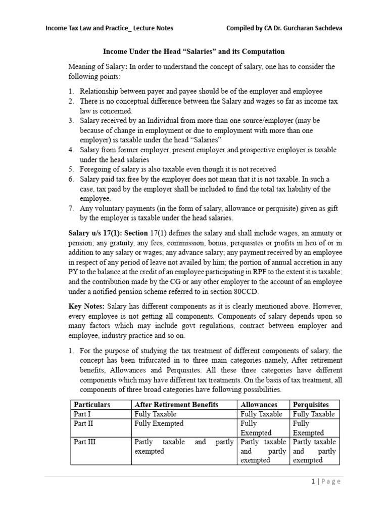 Income Tax on Salaries: Key Concepts | PDF | Employee Benefits | Salary
