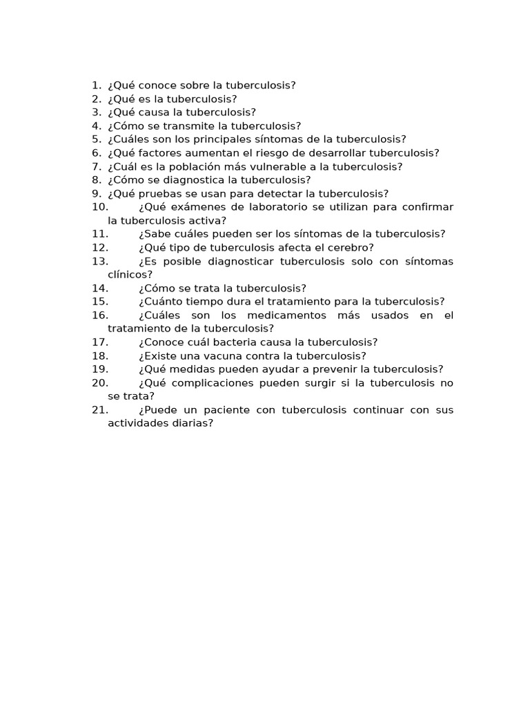 Preguntas - Tuberculosis 2 | PDF