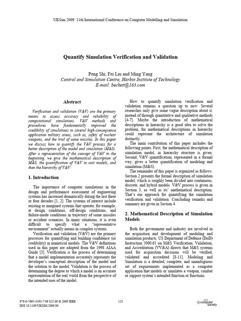 Quantify_Simulation_Verification_and_Validation | PDF | Simulation | System