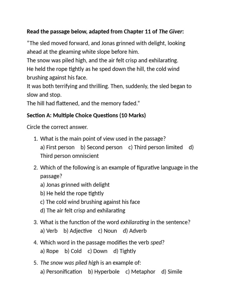 Giver CH 11 Combined With Grammar | PDF | Adverb | Verb