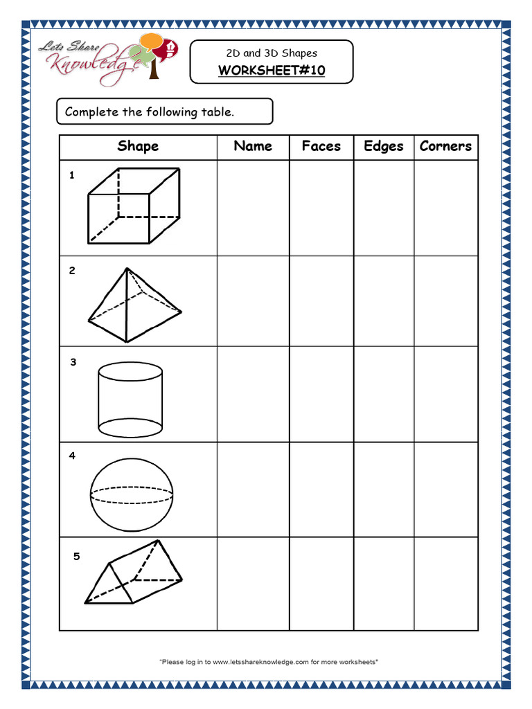 Geometry 2d and 3 D Shapes Grade 4 Maths Resources Printable Worksheets ...