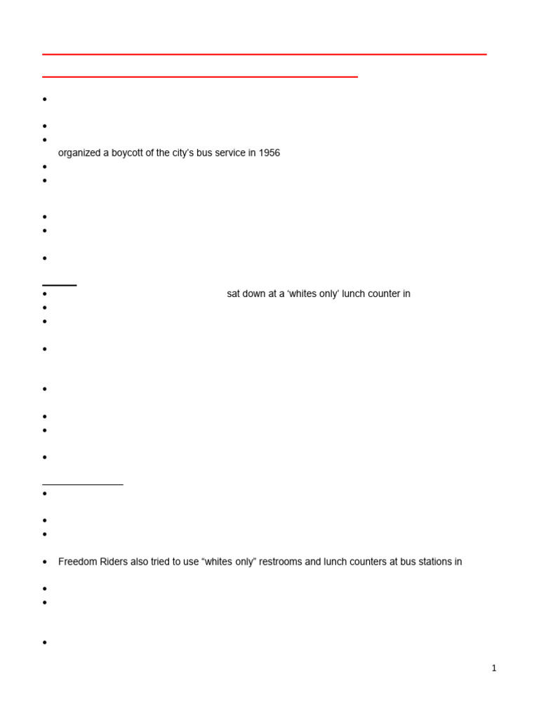 History Study Notes - Civil Rights Essay | PDF | Martin Luther King Jr ...