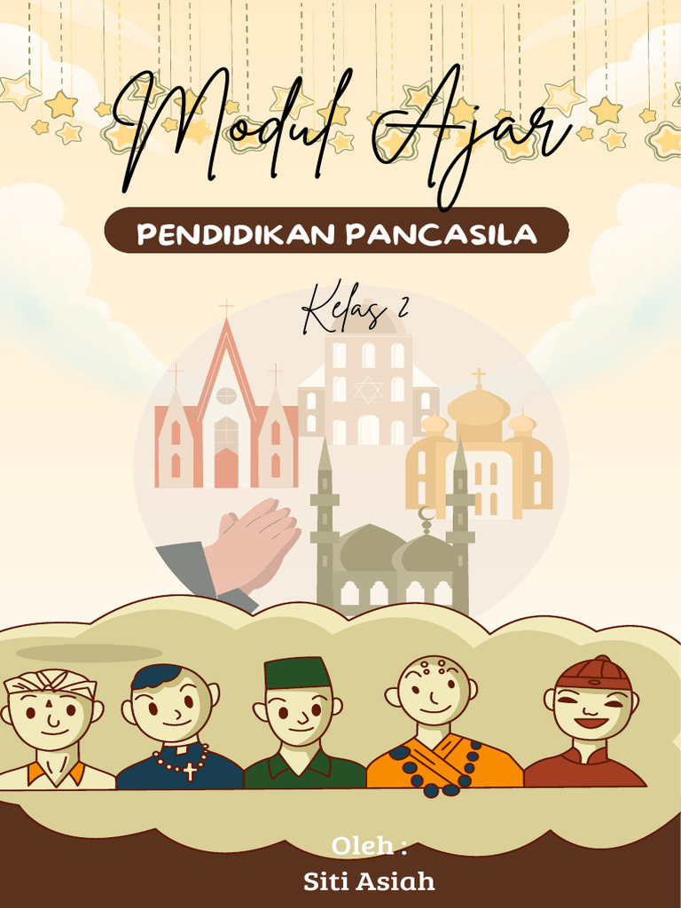 Krem Ilustrasi Sampul Modul Ajar Pendidikan Pancasila PDF | PDF