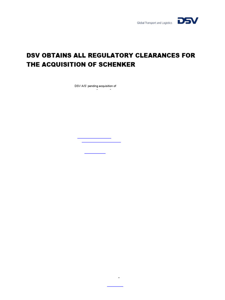 1153 Announcement 15 04 2025 DSV Obtains All Regulatory Clea | PDF
