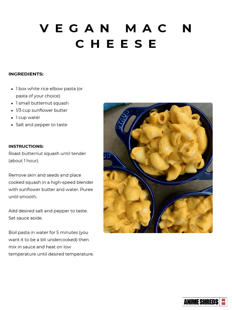 Vegan Mac and Cheese Sauce Recipe | PDF