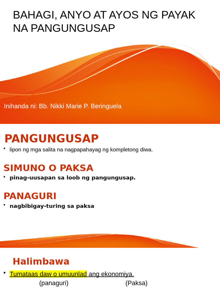 DALAWANG BAHAGI NG PANGUNGUSAP Grade6 | PDF