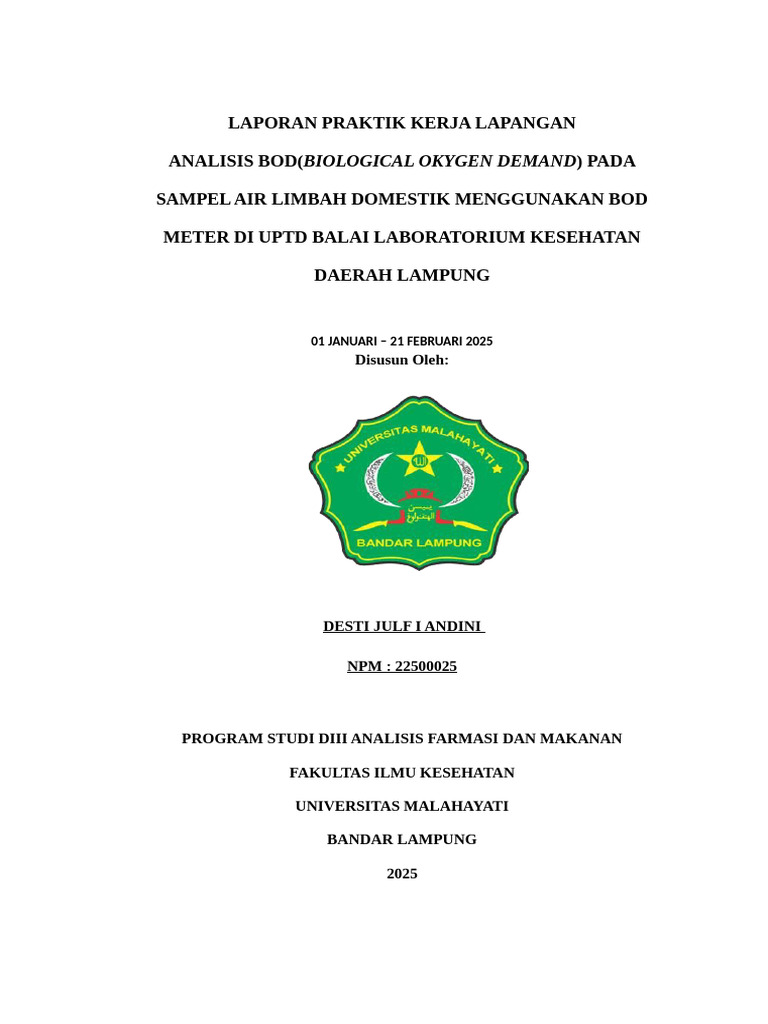 Salin2-Laporan PKL Desti Labkesda Januari 2025 2 | PDF