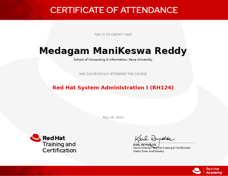 Certificate of Attendance (RH124-9.0) .PDF | PDF