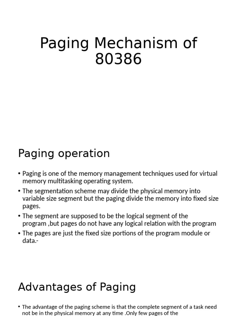 Paging Mechanism of 80386 | PDF | Computer Data Storage | Computer Hardware