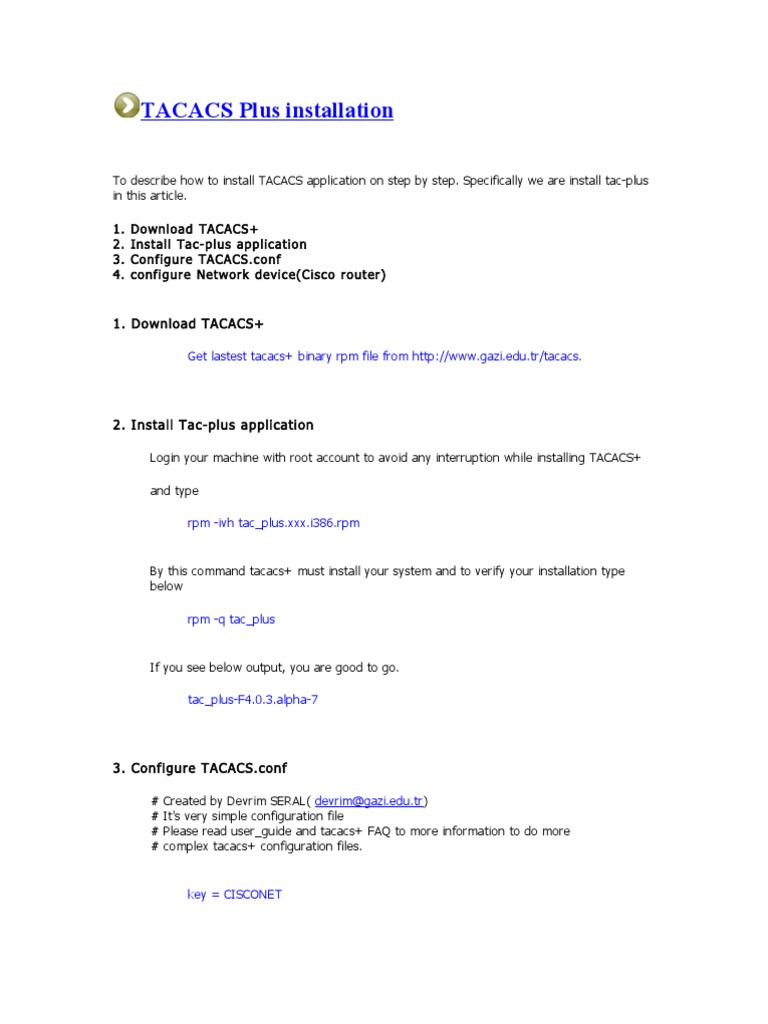 TACACS Plus Installation | PDF | Network Switch | Ip Address