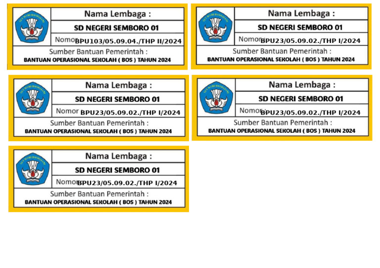 LABEL BARANG ASET BOS | PDF