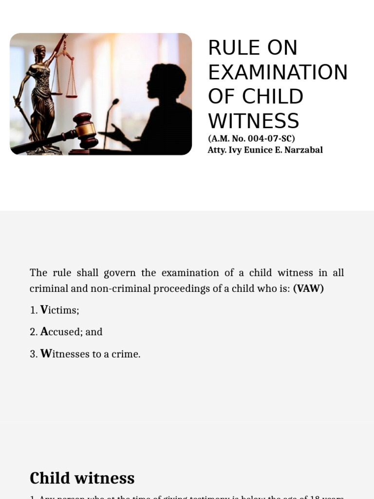 Child Witness Examination Guidelines | PDF | Hearsay In United States ...