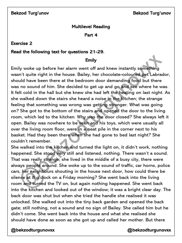 Multilevel Reading Part 4 Exercise 2 | PDF