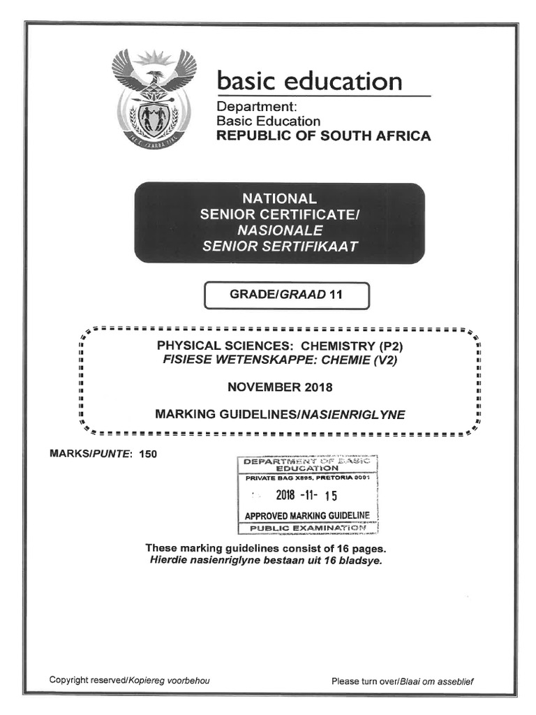 2018 NAT PhySci GR 11 Nov Exam P2 Memo | PDF