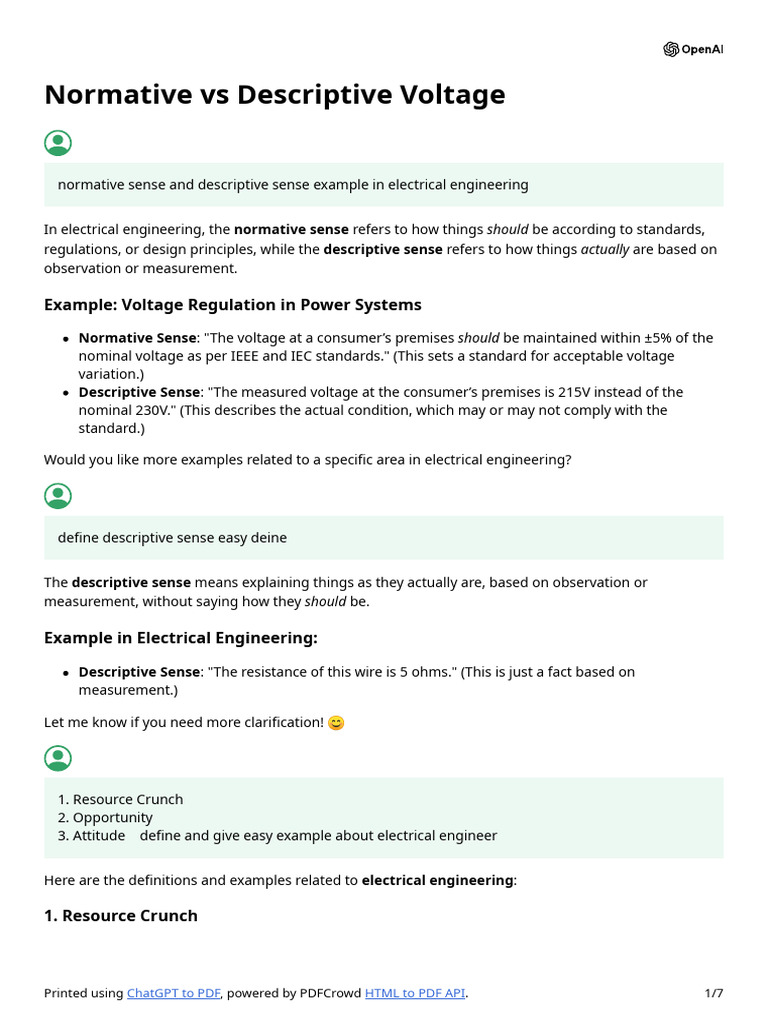 Normative Vs Descriptive Voltage | PDF