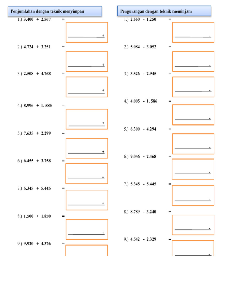 LKPD PENJUMLAHAN - PENGURANGAN RIBUAN | PDF