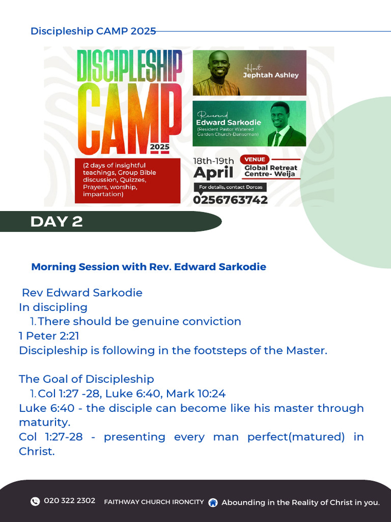 DAY 2 Discipleship CAMP 2025 | PDF