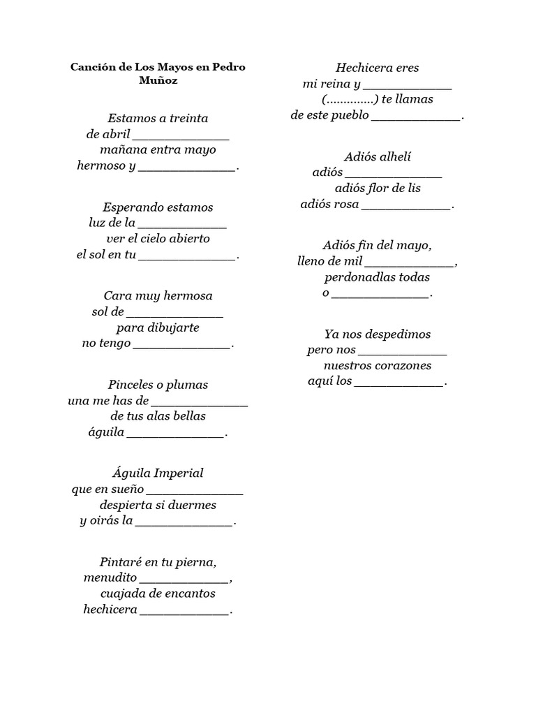 Canción Tradicional de Los Mayos | PDF