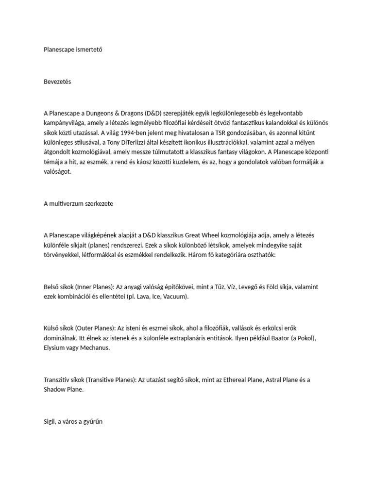Planescape Világismertető | PDF