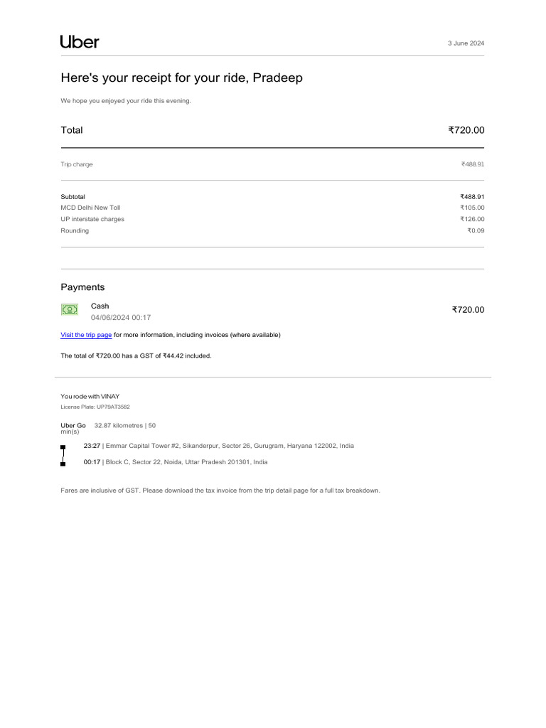 Cab Receipt - 6548048 | PDF