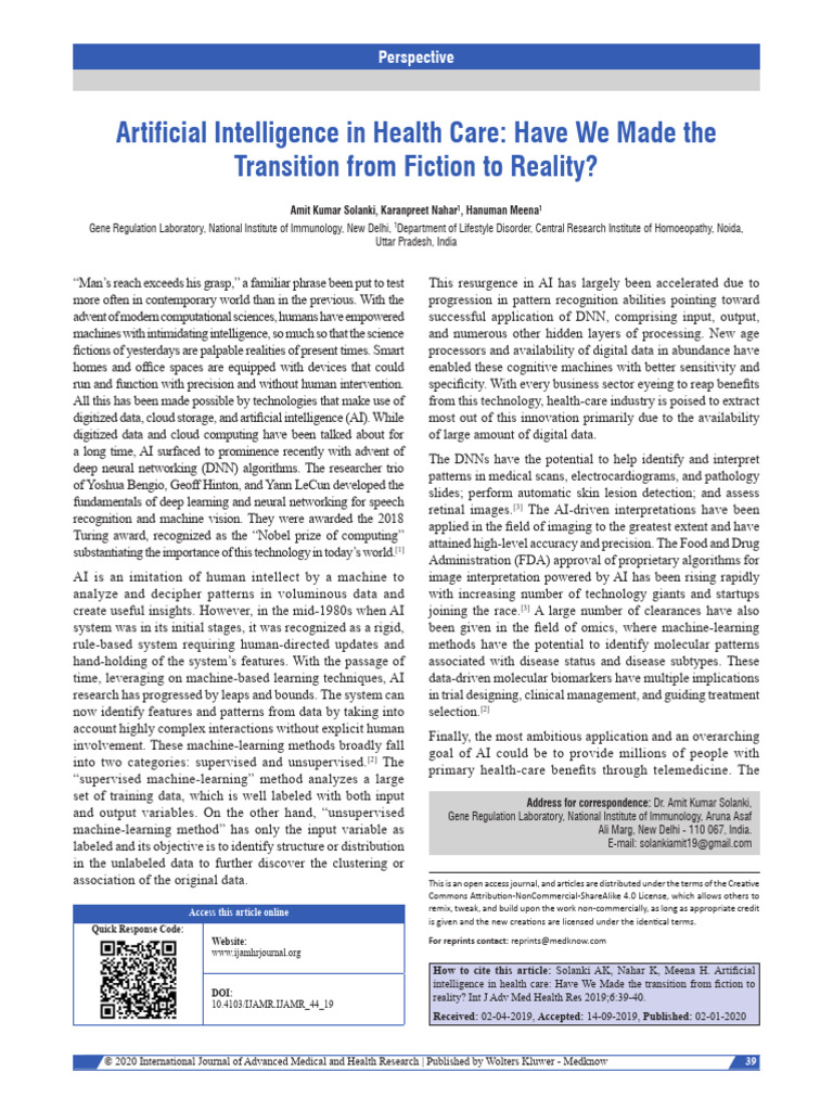 Artificial Intelligence in Health Care Have We.2 | PDF | Artificial ...