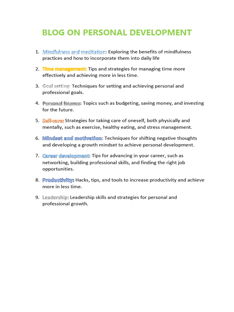 Blog On Personal Development - Sample | PDF