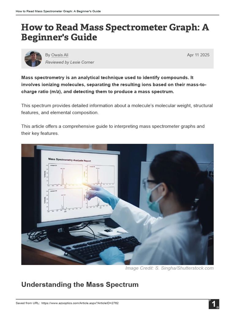 How To Read Mass Spectrometer Graph A Beginners Guide | PDF | Mass ...
