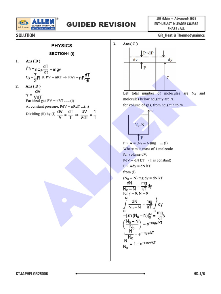 Allen GR Heat & Thermo Solution | PDF | Continuum Mechanics | Applied And Interdisciplinary Physics