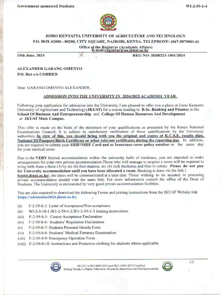Admision Into The University | PDF