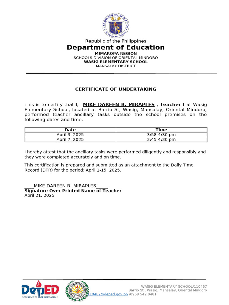 Certificate-of-Undertaking | PDF