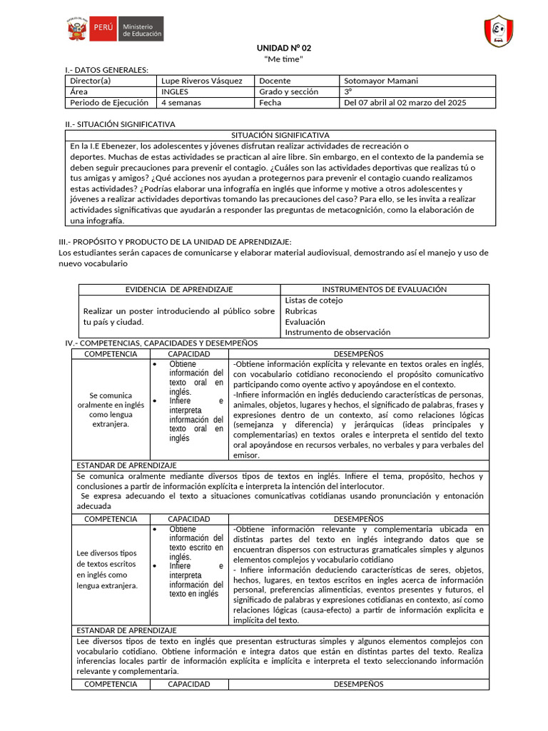 UNIDAD 2 3ero Ingles | PDF | Aprendizaje | Información