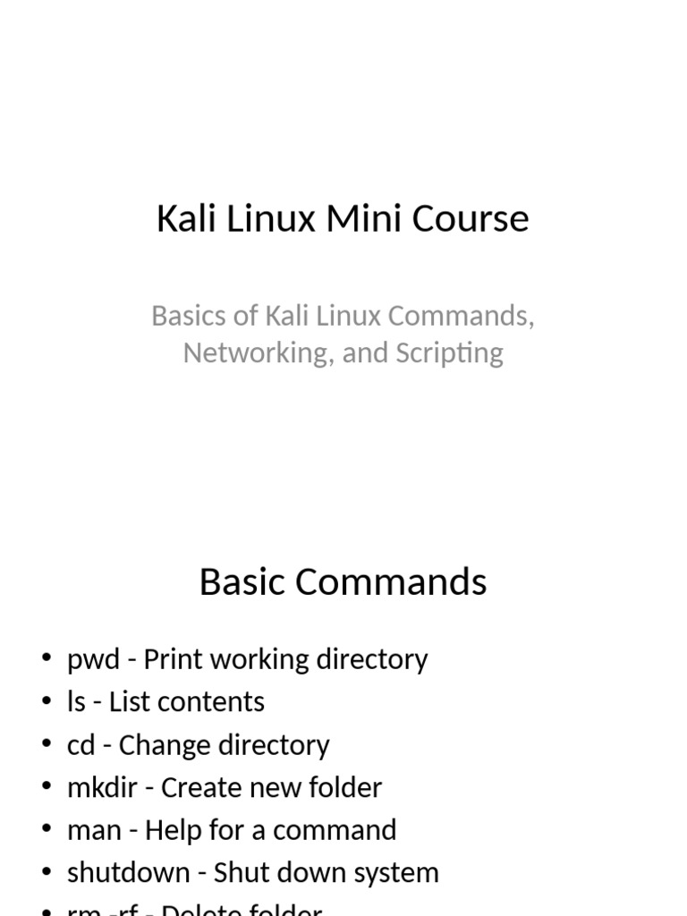 Kali Linux Mini Course Presentation | PDF
