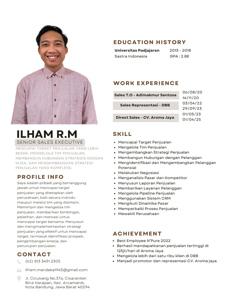 ILHAM R.M Sales CV | PDF