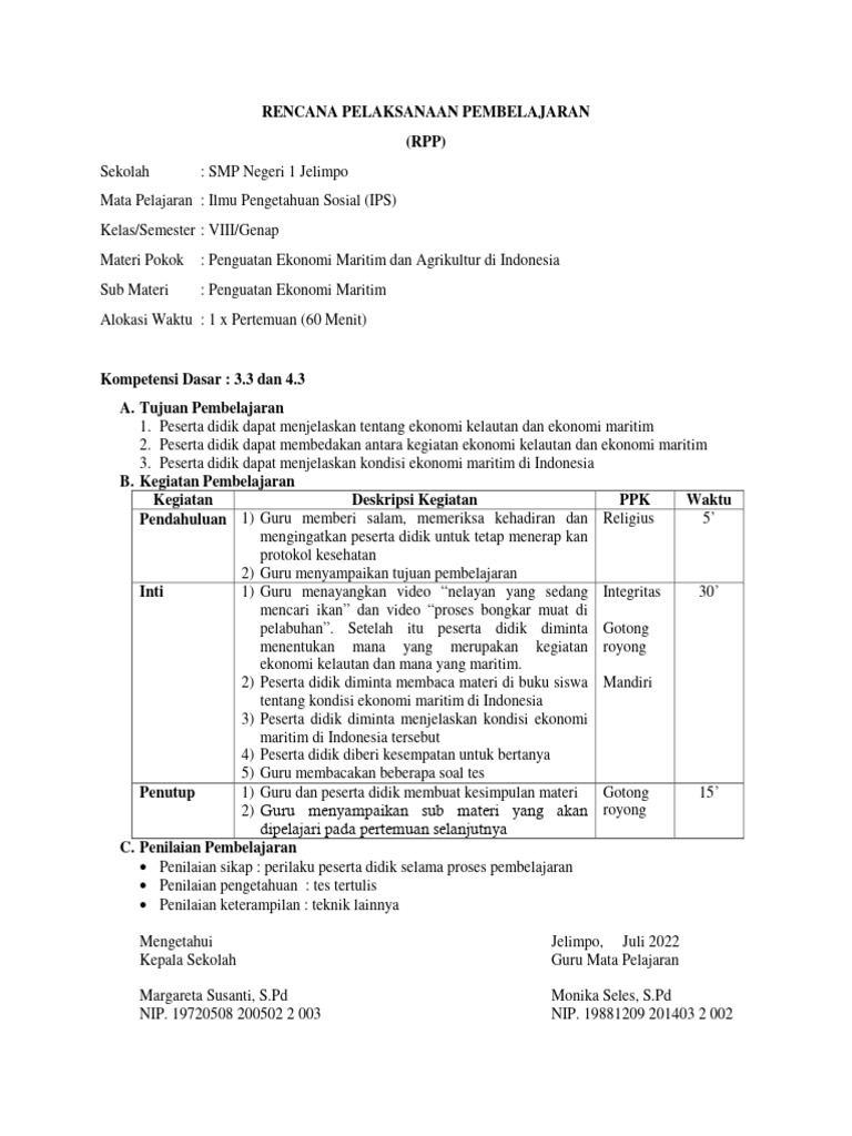 RPP Penguatan Ekonomi Maritim | PDF