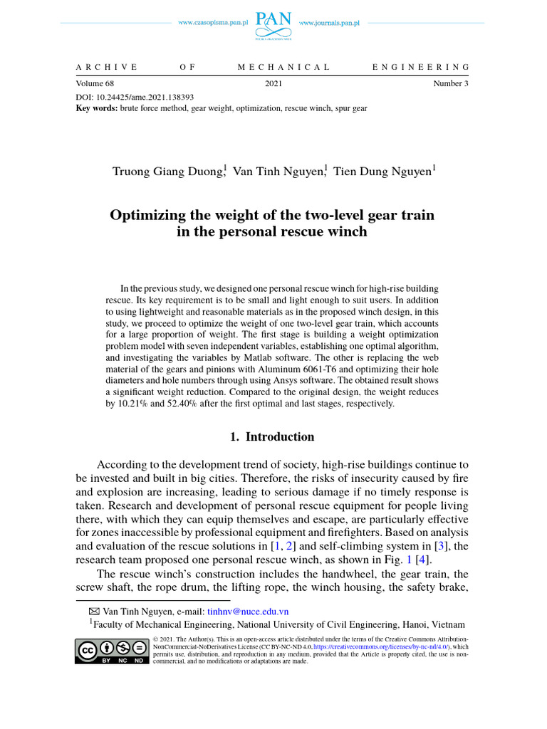 Gear Weight Optimization for Rescue Winch | PDF | Mathematical ...