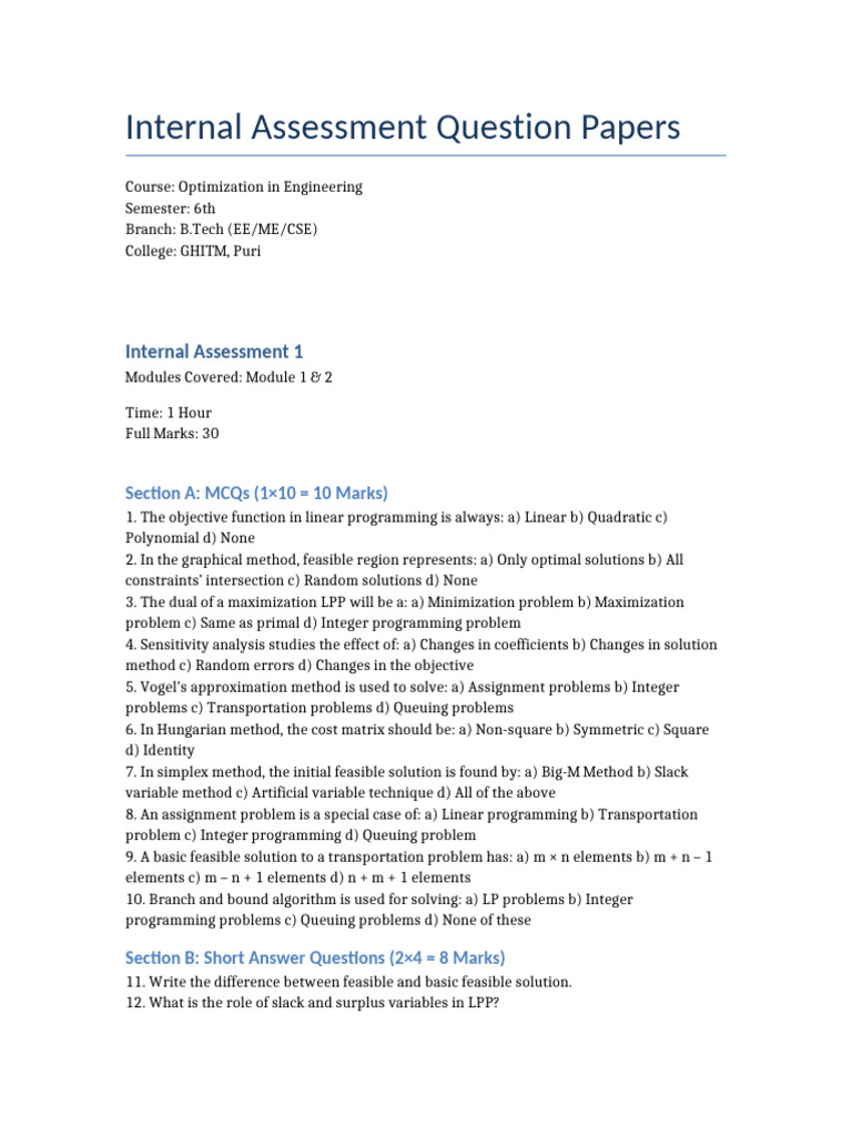 GHITM Puri Optimization Int1 | PDF