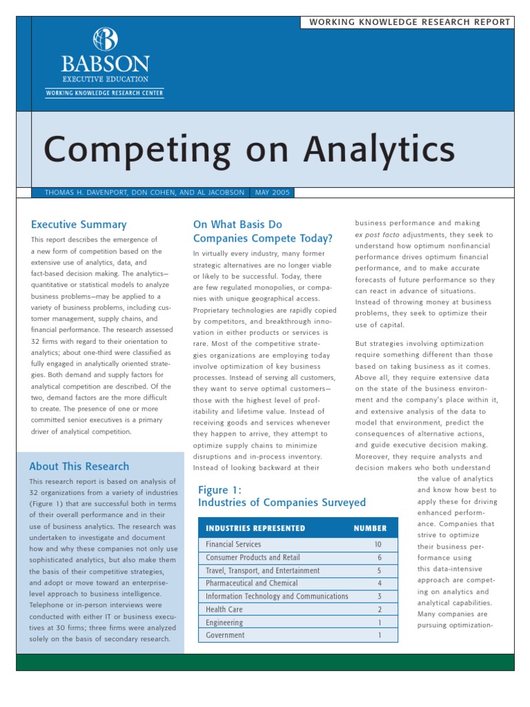 Competing On Analytics | PDF | Analytics | Competition