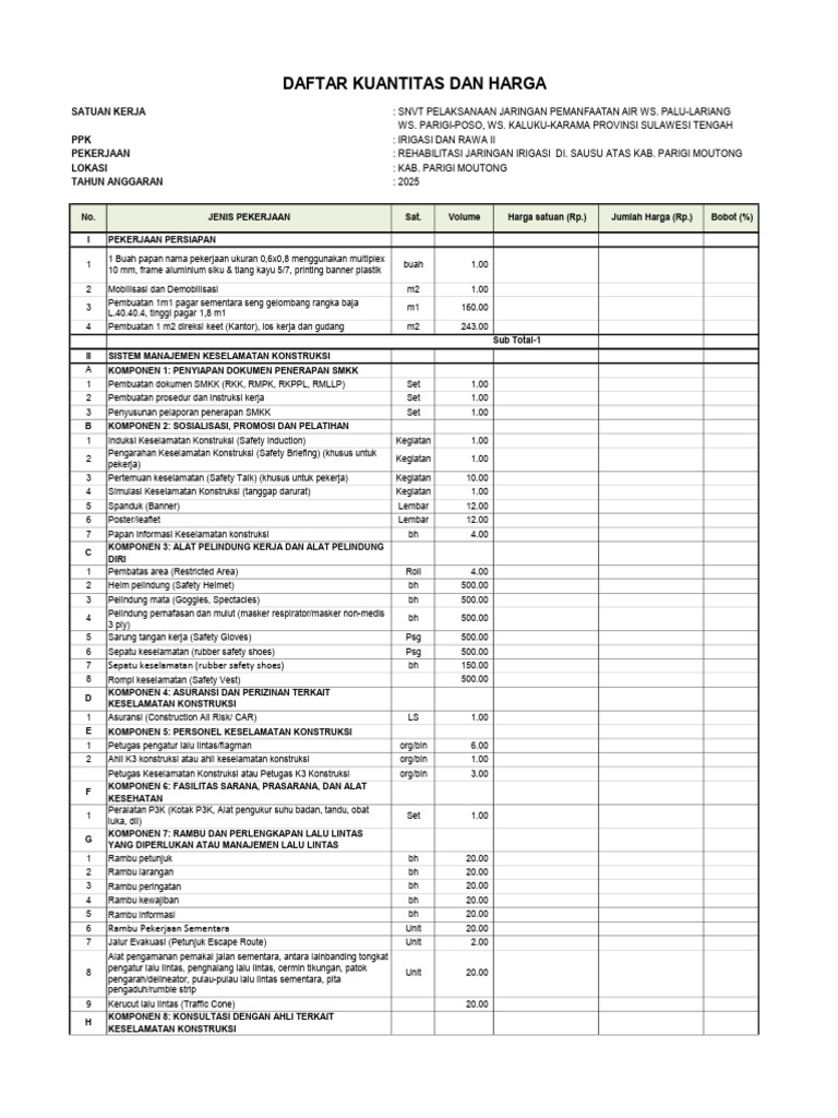 Upload - BOQ DeD Rancangan Kontrak & Spesifikasi Teknis Jaringan | PDF