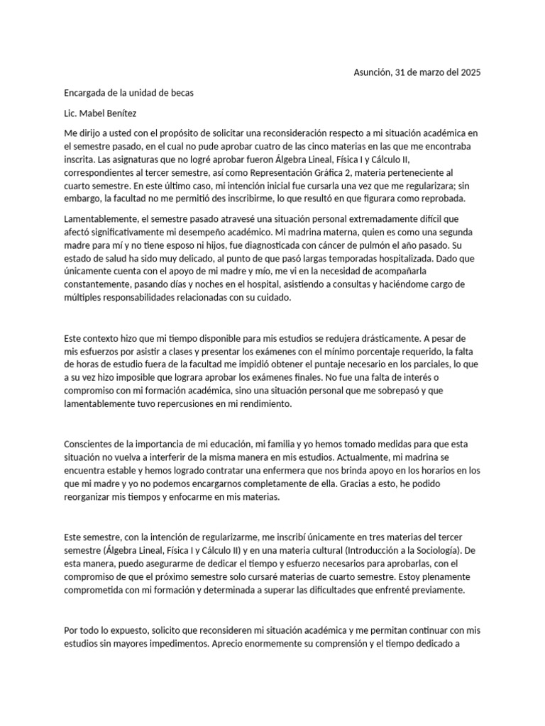Carta de Reconsideracion Sofi | PDF
