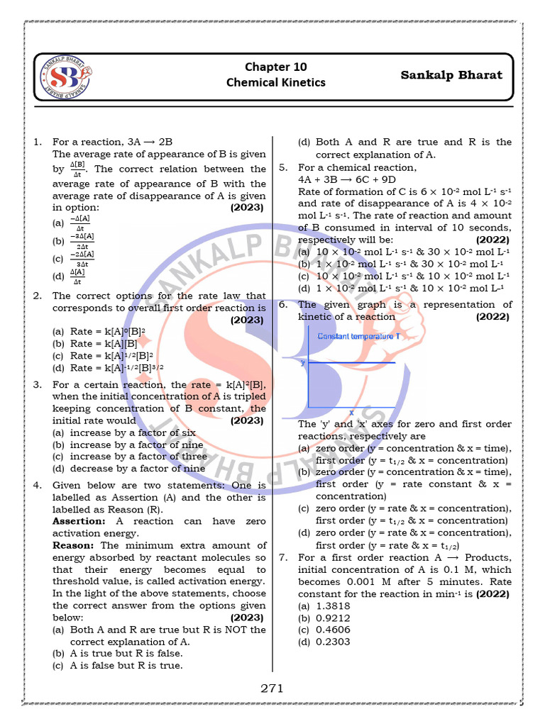Chemical Kinetics By Madxabhiofficial Pyqs Pdf Reaction Rate