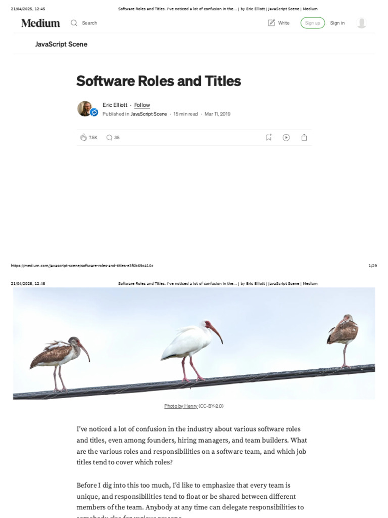 Software Roles and Titles. I’ve noticed a lot of confusion in the… _ by Eric Elliott ...