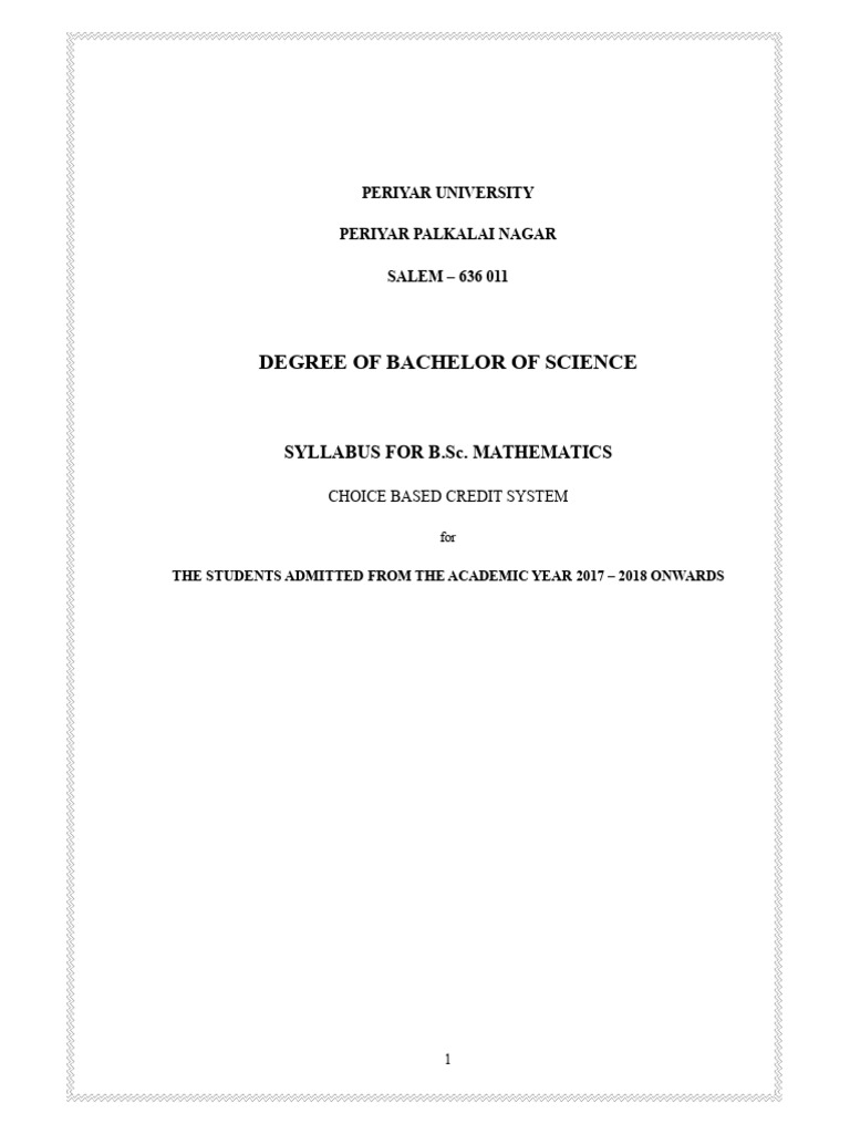 B.Sc-MATHS-SYLLABUS-2017-18 | PDF | Limit (Mathematics) | Curvature