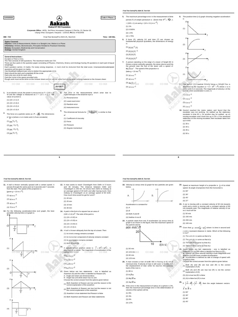 Akash Fts All (N-Up 2x1) | PDF | Velocity | Acceleration