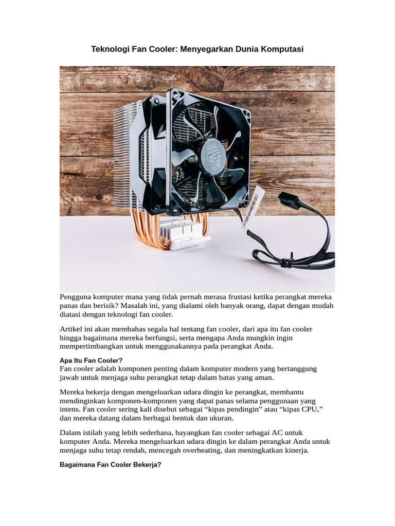 Fungsi dan Jenis Fan Cooler Komputer | PDF